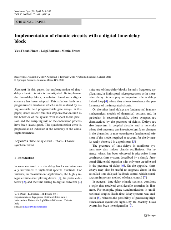 (PDF) Implementation of chaotic circuits with a digital time-delay block