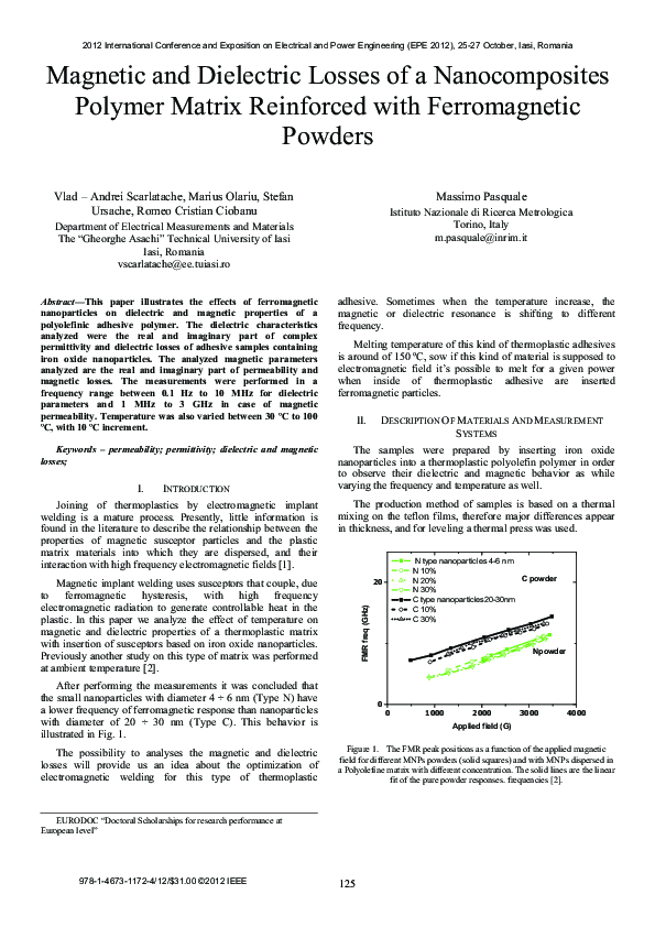 (PDF) Magnetic and dielectric losses of a nanocomposites polymer matrix ...