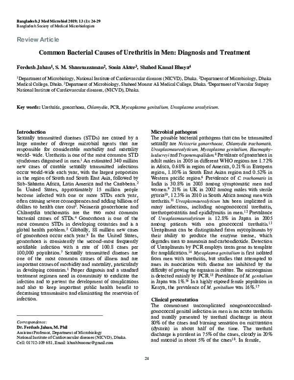 (PDF) Common Bacterial Causes of Urethritis in Men: Diagnosis and Treatment