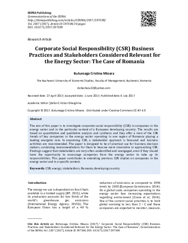 (PDF) Corporate Social Responsibility (CSR) Business Practices and Stakeholders Considered ...