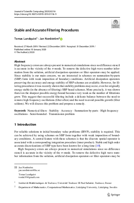 (PDF) Stable and Accurate Filtering Procedures
