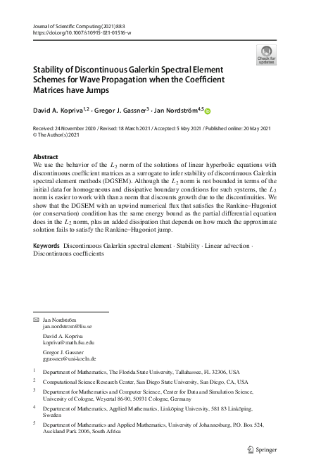 (PDF) Stability of Discontinuous Galerkin Spectral Element Schemes for Wave Propagation when the ...
