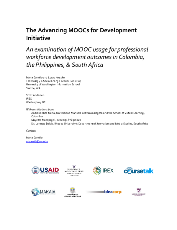 (PDF) The Advancing MOOCs for Development Initiative: An examination of MOOC usage for ...