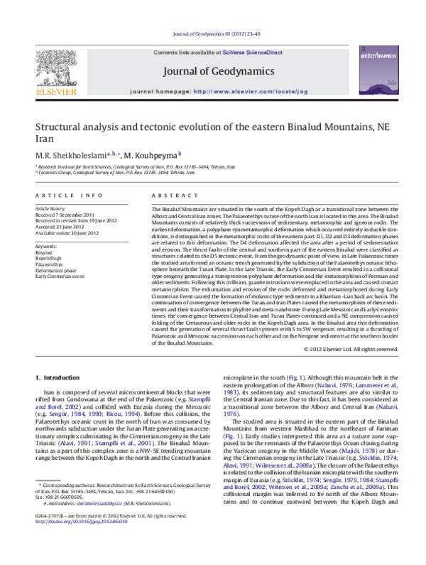 Pdf Structural Analysis And Tectonic Evolution Of The Eastern Binalud