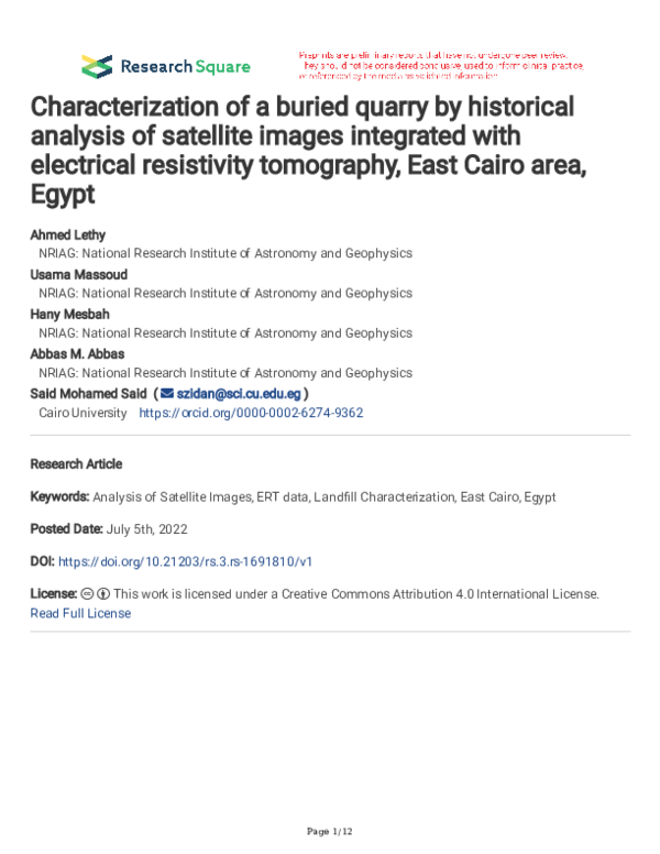 (PDF) Characterization of a buried quarry by historical analysis of ...