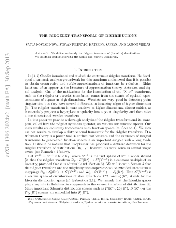 (PDF) The Ridgelet transform of distributions