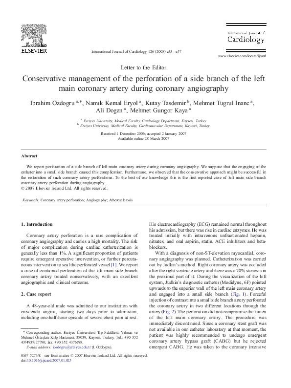(PDF) Conservative management of the perforation of a side branch of ...
