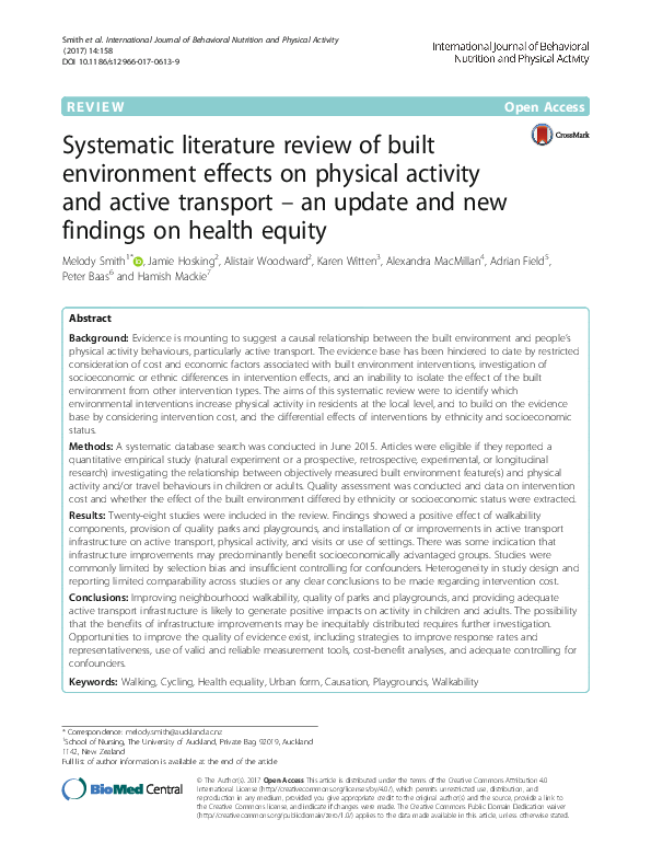 (PDF) Systematic literature review of built environment effects on ...