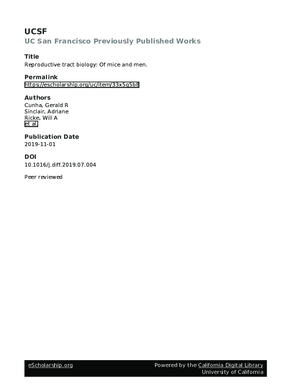 (PDF) Reproductive tract biology: Of mice and men | Gerald Cunha ...