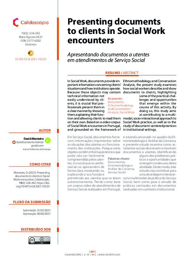 (PDF) Presenting documents to clients in Social Work encounters