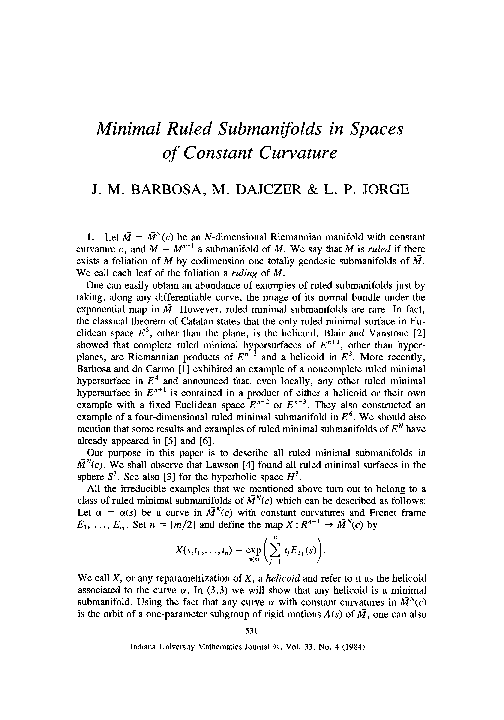 (PDF) Minimal ruled submanifolds in spaces of constant curvature