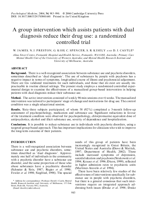 (PDF) A group intervention which assists patients with dual diagnosis reduce their drug use: A ...