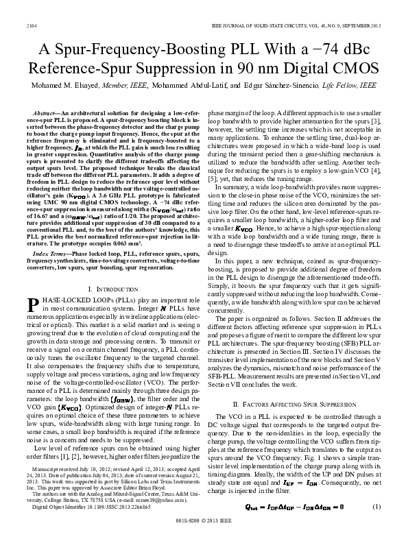 (PDF) A Spur-Frequency-Boosting PLL With a −74 dBc Reference-Spur ...