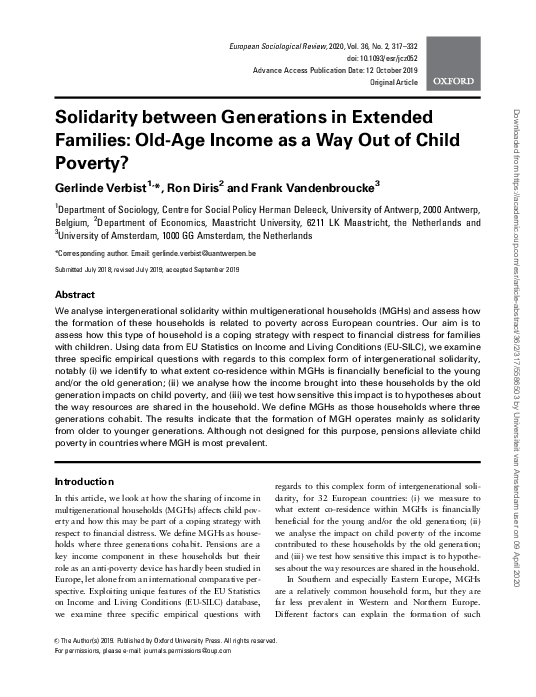 (PDF) Solidarity between Generations in Extended Families: Old-Age ...