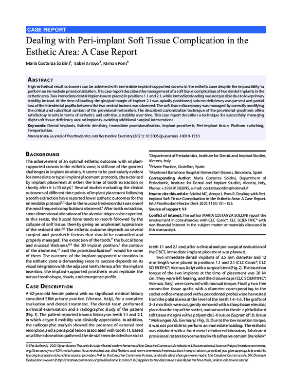 (PDF) Dealing with Peri-implant Soft Tissue Complication in the ...