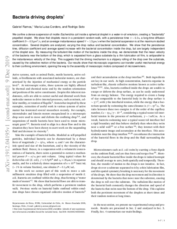 (PDF) Bacteria driving droplets