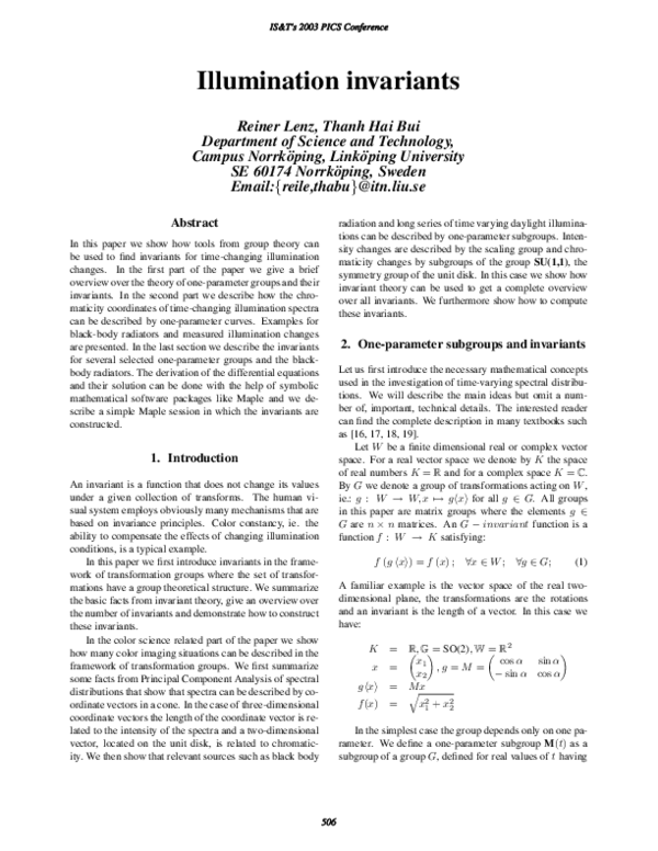 (PDF) Illumination Invariants