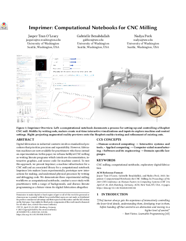 (PDF) Imprimer: Computational Notebooks for CNC Milling