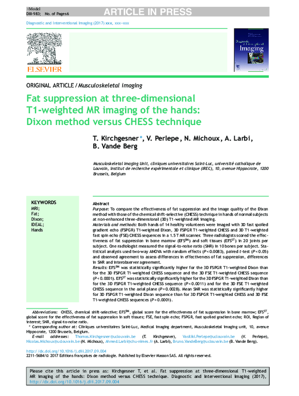 (PDF) Fat suppression at three-dimensional T1-weighted MR imaging of ...