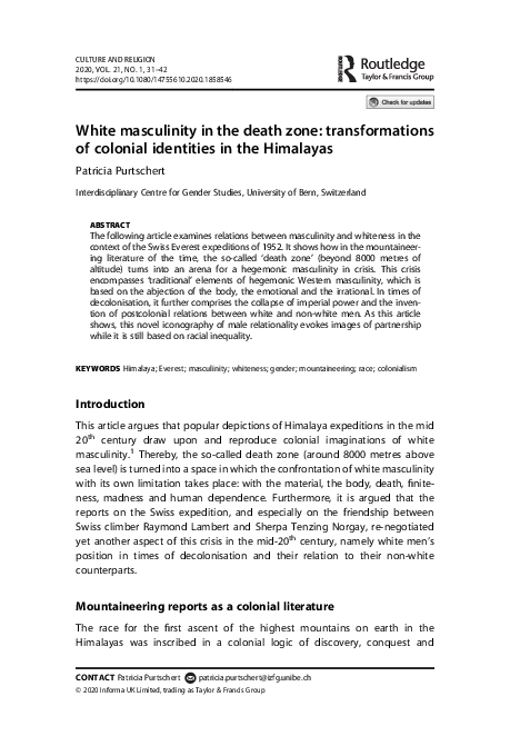 (PDF) White masculinity in the death zone: transformations of colonial ...