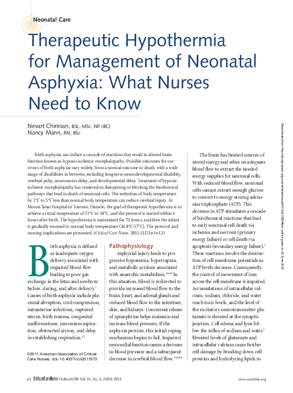 (PDF) Therapeutic Hypothermia for Management of Neonatal Asphyxia: What Nurses Need to Know