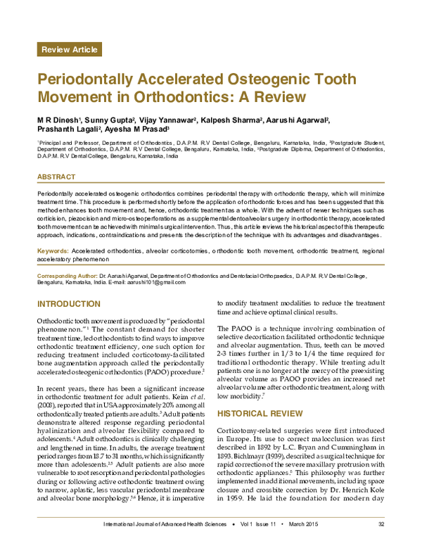 (PDF) Periodontally Accelerated Osteogenic Tooth Movement in Orthodontics: A Review
