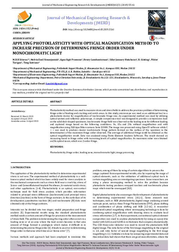 (PDF) Enhanced Fringe Order Measurement via Photoelasticity