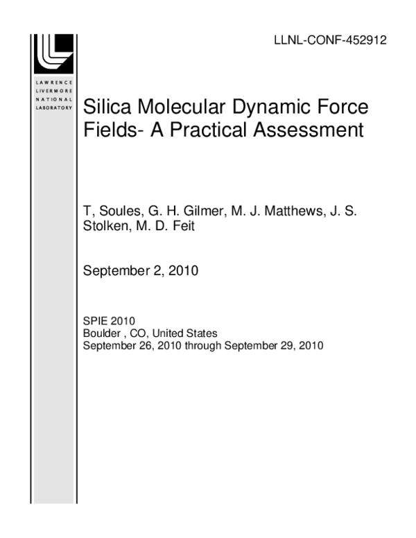 (PDF) Silica molecular dynamic force fields—A practical assessment