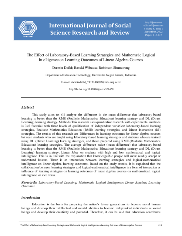 (PDF) The Effect of Laboratory-Based Learning Strategies and Mathematic ...