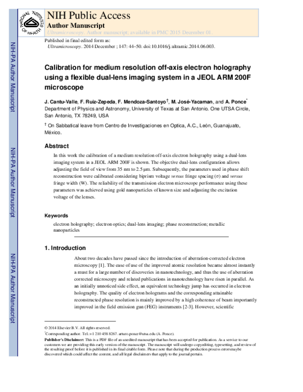 (PDF) Calibration for medium resolution off-axis electron holography ...