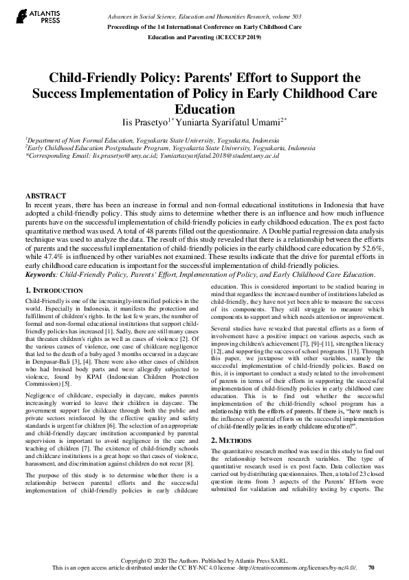 (PDF) Child-Friendly Policy: Parents’ Effort to Support the Success ...