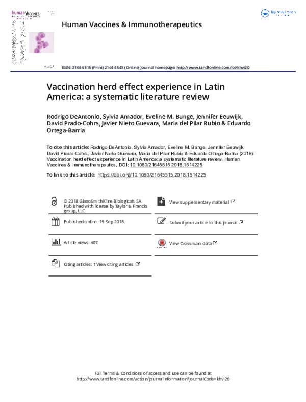 (PDF) Vaccination herd effect experience in Latin America: a systematic ...