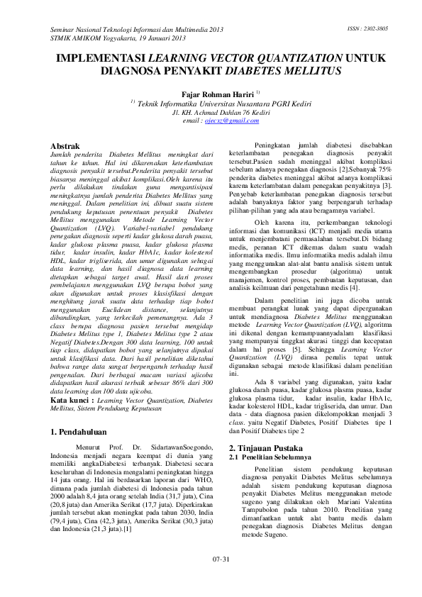 (PDF) Implementasi Learning Vector Quantization Untuk Diagnosa Penyakit ...