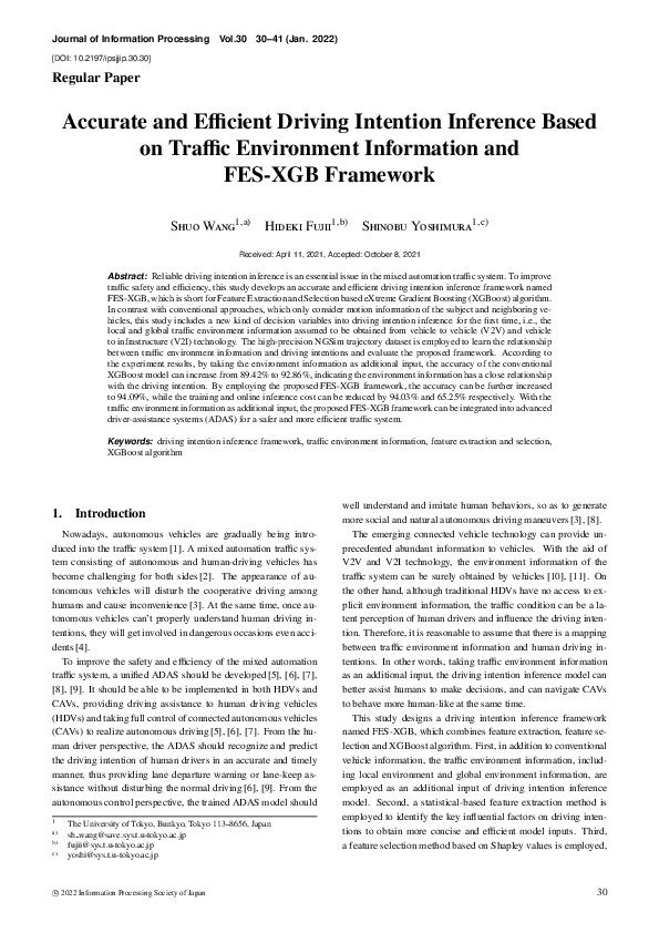 (PDF) Accurate and Efficient Driving Intention Inference Based on Traffic Environment ...