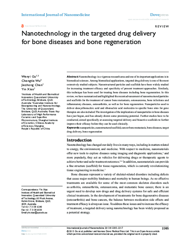 (PDF) Nanotechnology in the targeted drug delivery for bone diseases ...