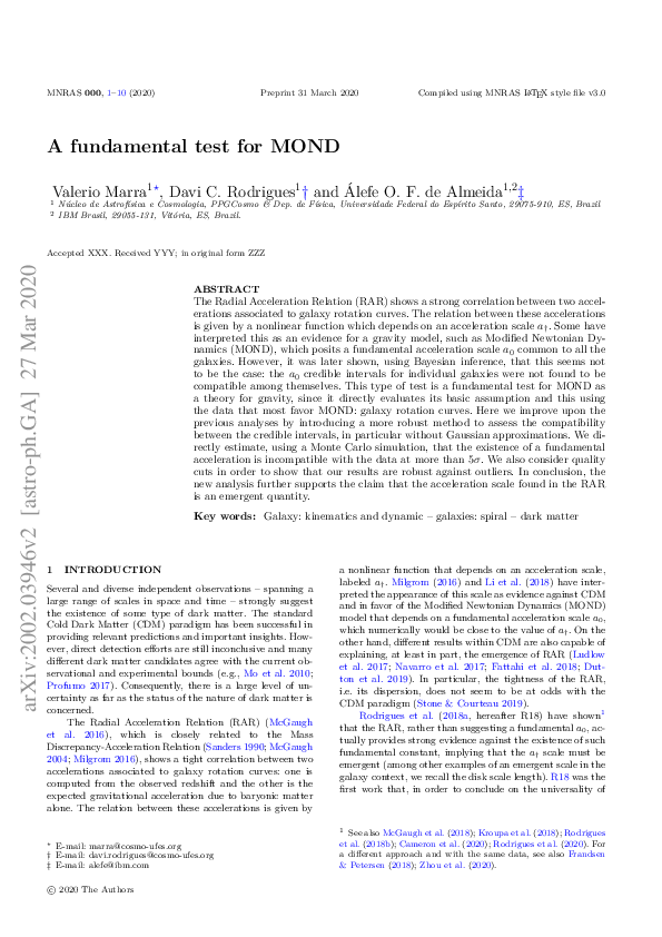 (PDF) A fundamental test for MOND