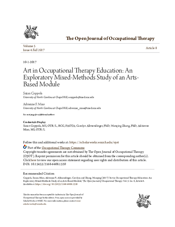 (PDF) Art in Occupational Therapy Education: An Exploratory Mixed ...