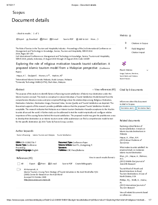 (PDF) Exploring the role of religious motivation towards tourist ...