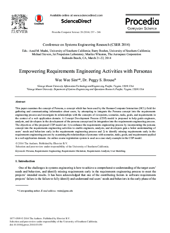 (PDF) Empowering Requirements Engineering Activities with Personas