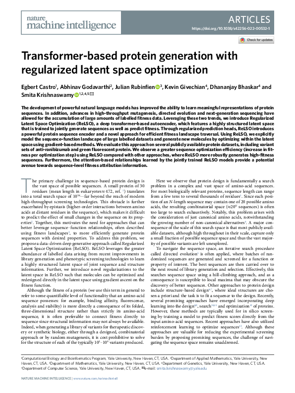 (PDF) Transformer-based protein generation with regularized latent ...