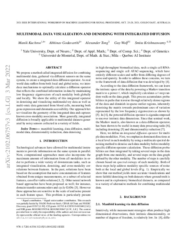 (PDF) Multimodal Data Visualization and Denoising with Integrated Diffusion