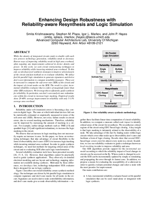 (PDF) Enhancing design robustness with reliability-aware resynthesis and logic simulation