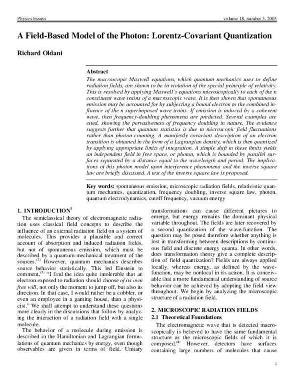 (PDF) A Field-Based Model of the Photon: Lorentz-Covariant Quantization