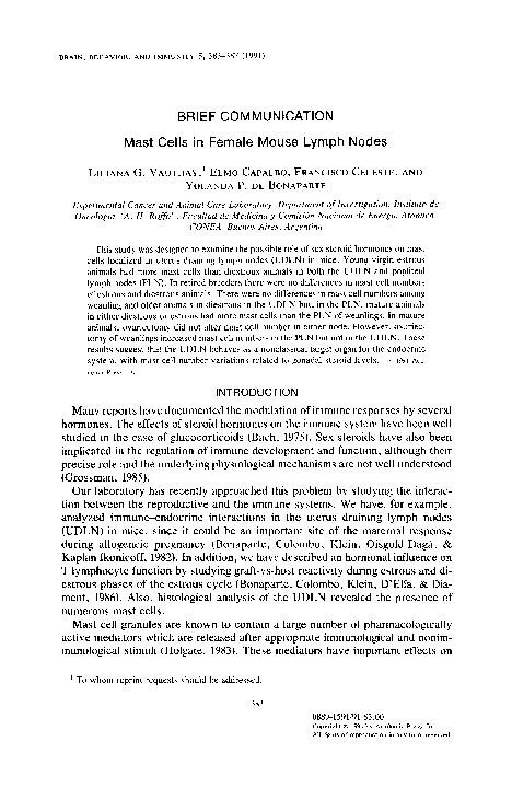 Pdf Mast Cells In Female Mouse Lymph Nodes 8198