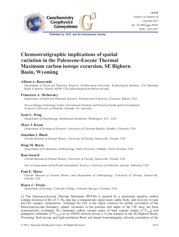 (PDF) Chemostratigraphic implications of spatial variation in the ...