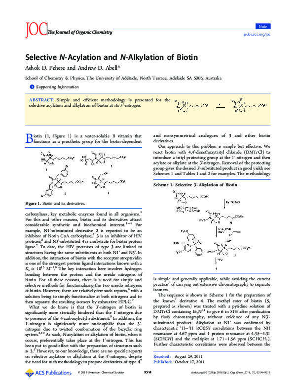 (PDF) Selective N-Acylation and N-Alkylation of Biotin