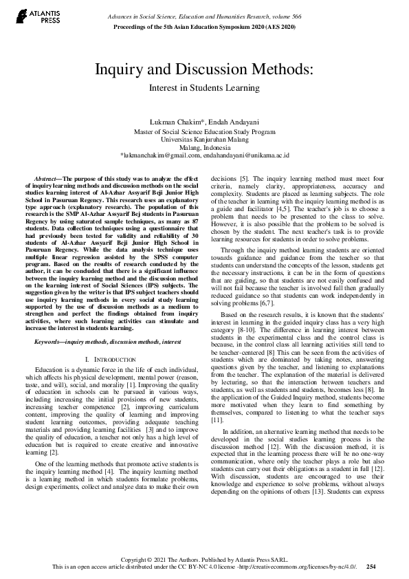 (PDF) Inquiry and Discussion Methods