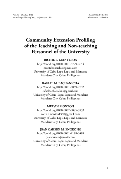 (PDF) Community Extension Profiling of the Teaching and Non-teaching ...
