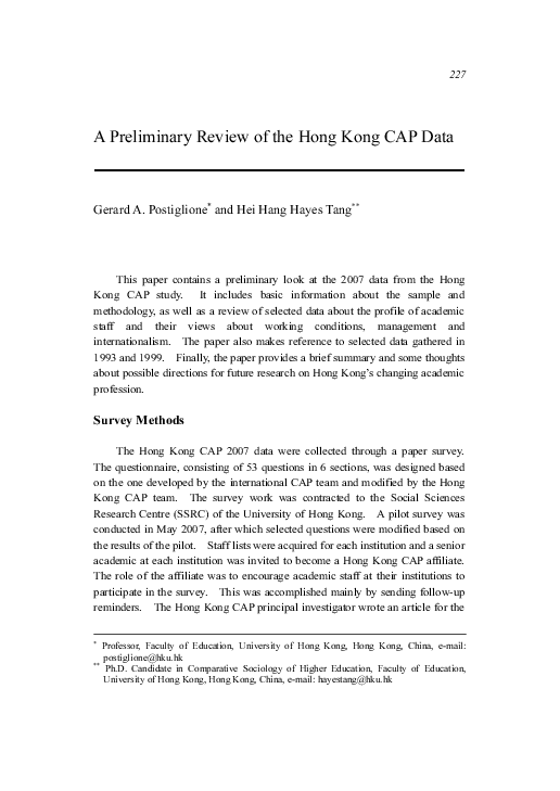 (PDF) A Preliminary Review of the Hong Kong Changing Academic ...