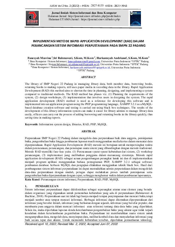 (PDF) Implementasi Metode Rapid Application Development (Rad) Dalam ...